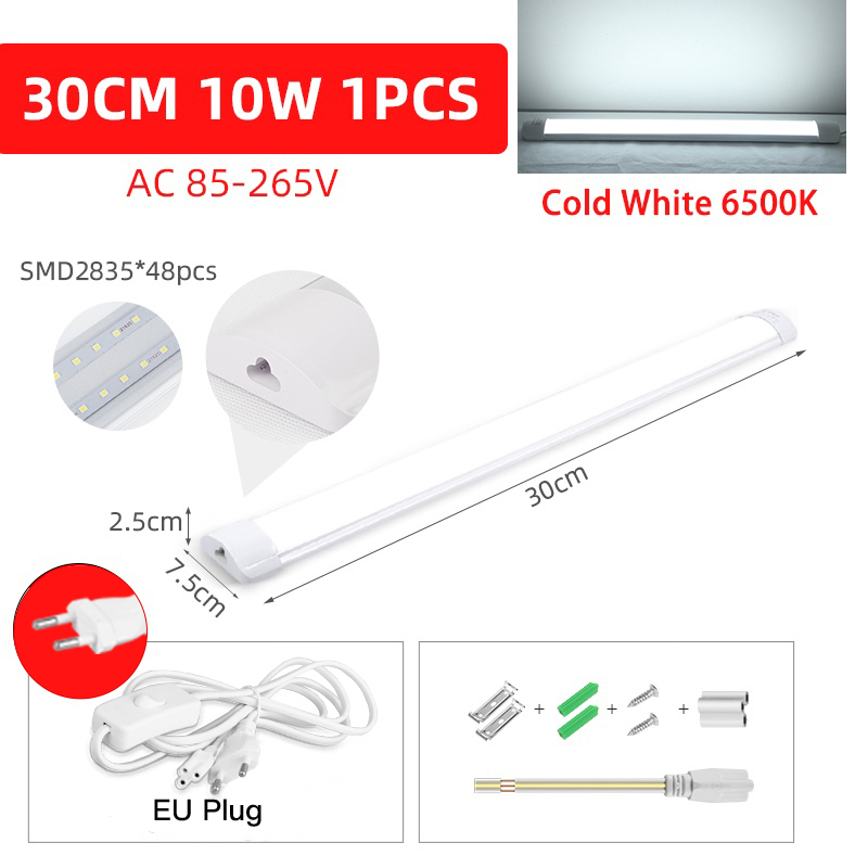 Led Light Tube With Plug 1FT 2FT Table Lamp Study Wall Mounted Lights ...