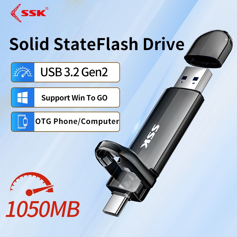 SSK 1000MB/s USB C Pendrive 1TB Thumb Drive OTG Type C Pendrive USB3.2 ...