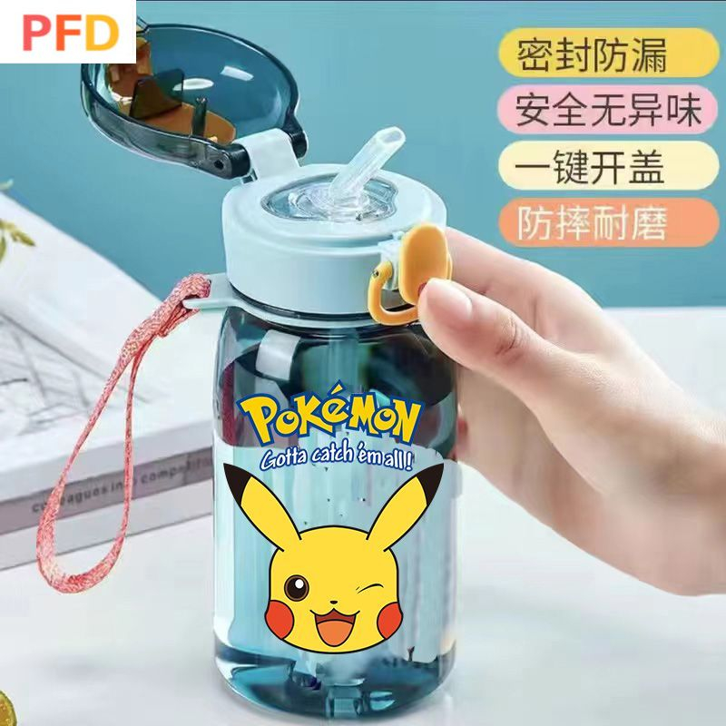 Pokemon Portable Straw Cup Anime Cartoon Plastic Water Cup Pikachu Cute ...