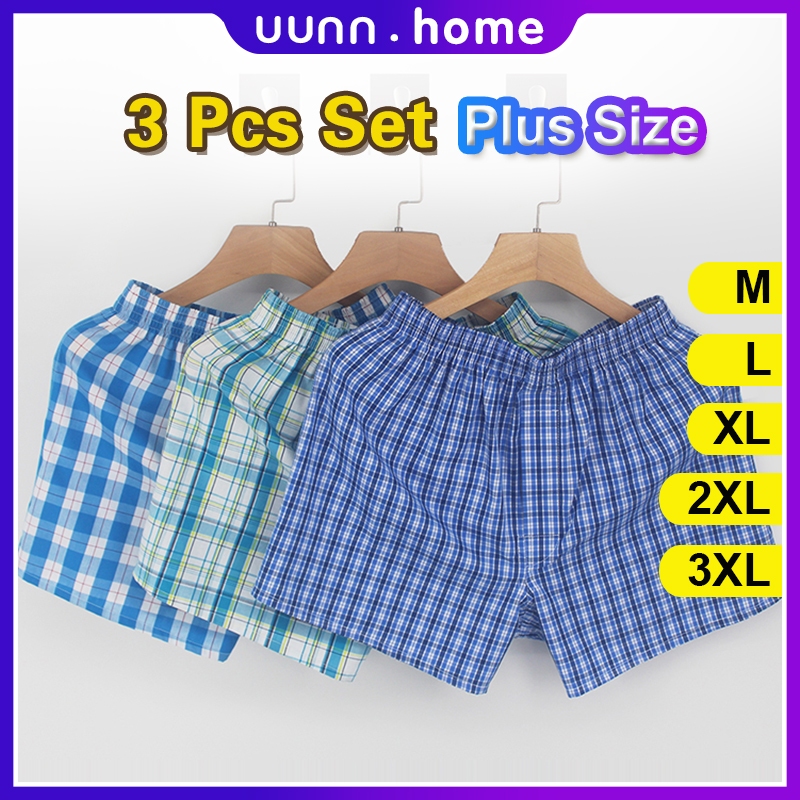 3 Pcs set Mens guys boxer underwear，woven Boxers shorts，cotton，Plus ...