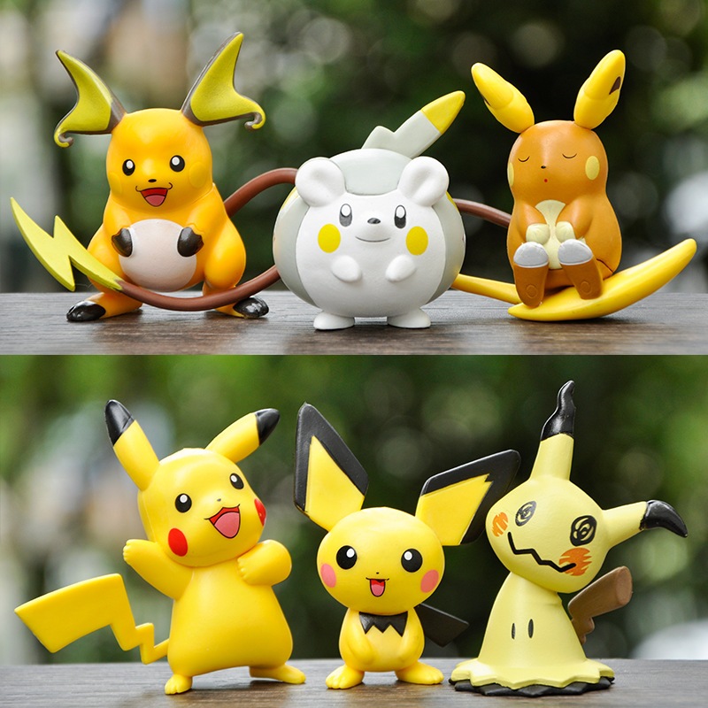 6Pcs/Set 3-6cm Pokemon Anime Figure Pikachu Raichu Mimikyu Pichu Loving ...