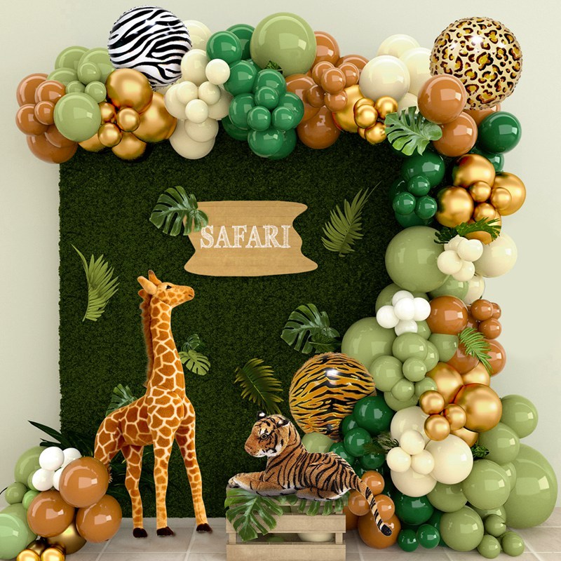 Green Brown Safari Balloons Jungle Safari Theme Party Decorations ...