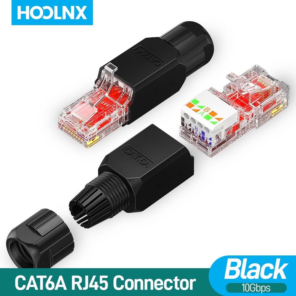 Hoolnx Tool Free RJ45 Connector, Tool Less UTP CAT6 CAT6A Field Termination Modular Plug for ...