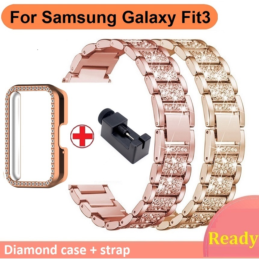 Diamond case + Strap For Samsung Galaxy Fit 3 Strap Samrt Watch Diamond ...