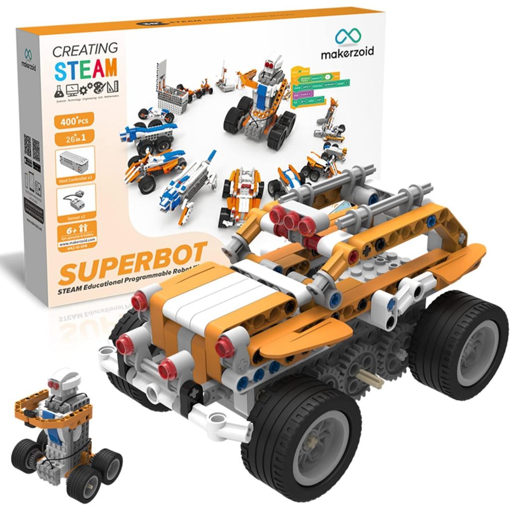 26-in-1 Kit Coding Robot, Makerzoid Superbot APP Enabled STEM ...
