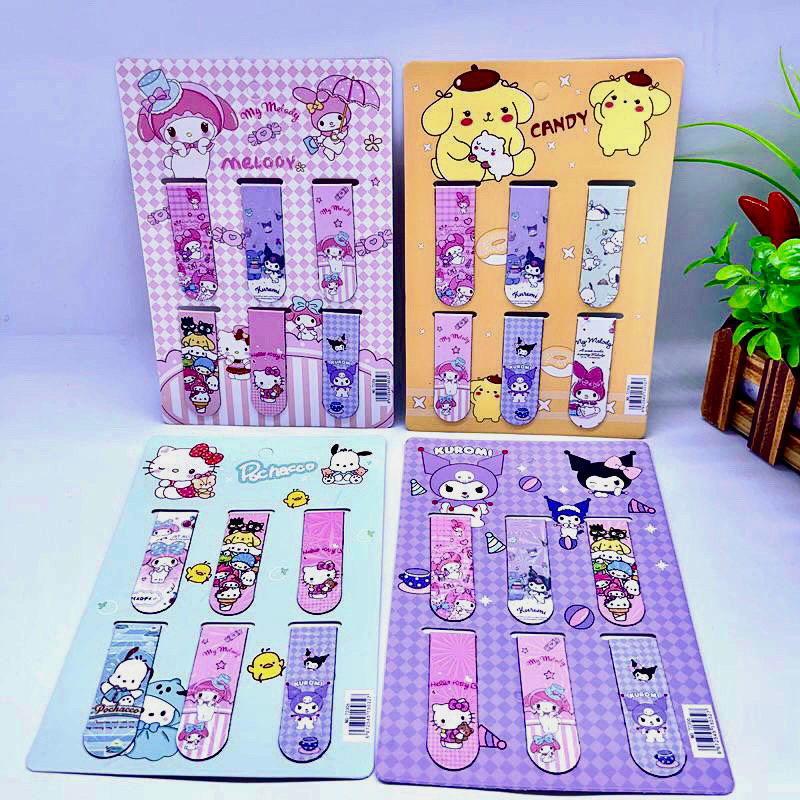 6Pcs/Set Sanrio Hello Kitty Magnetic Bookmark Anime Kuromi My Melody ...