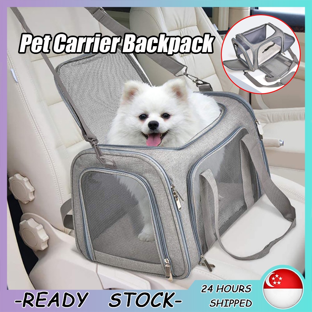 【SG Stock】Dog Cat Carrier Soft Side Backpack Airline Approved Transport ...