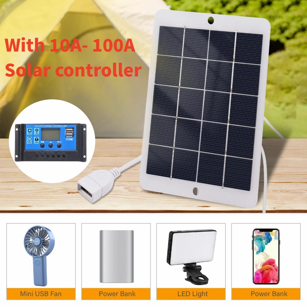 15W 5V USB Solar Panel Charger Portable Mini DIY Solar System USB Output with 10A 20A 30A 40A ...