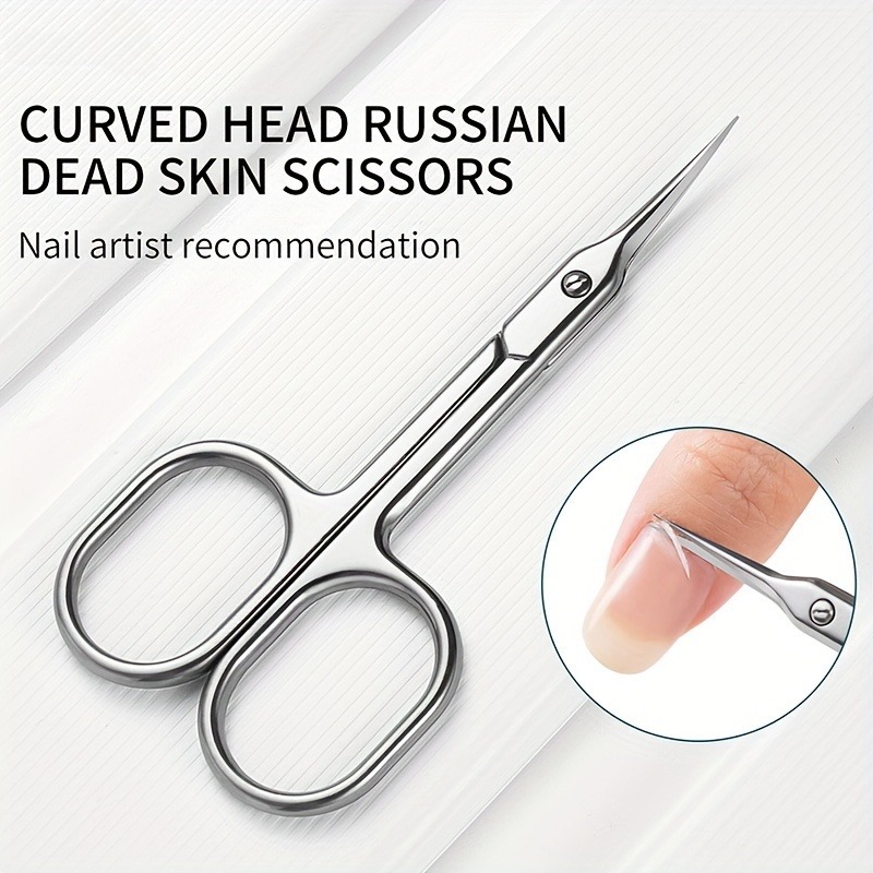 Russian Manicure Scissors Cuticle Regrowth Cut Curved Tip Nail Pedicure ...