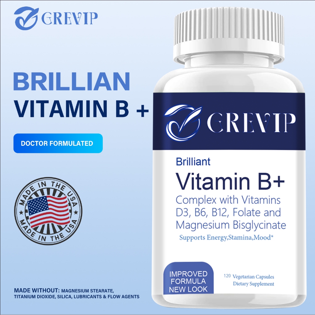 Vitamin B+ capsules contain a complex of vitamins D3, B6, B12, folic ...