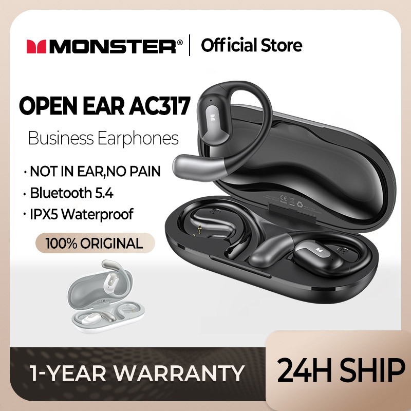 Monster OPEN EAR AC317 Wireless Earphones Bluetooth 5.4 Business ...