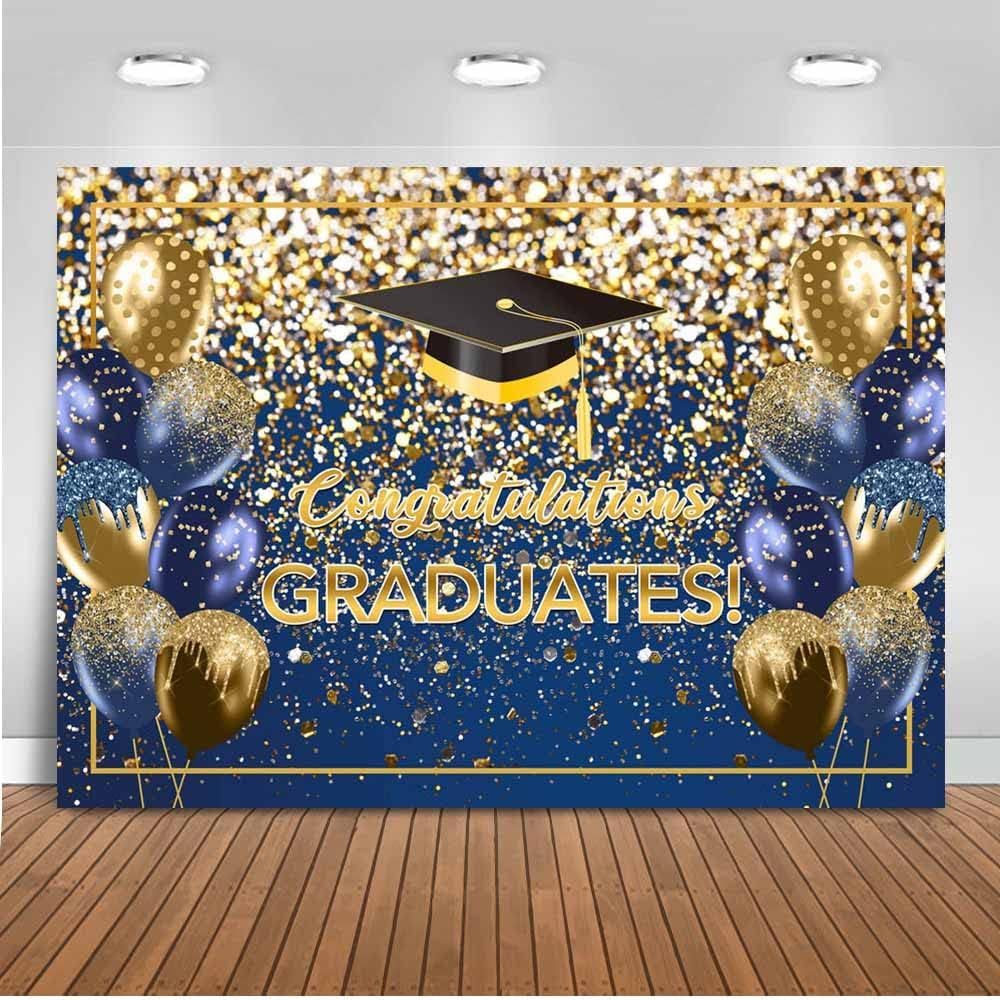 Graduation Background 7x5 Feet Royal Blue and Gold Flash 2024 ...