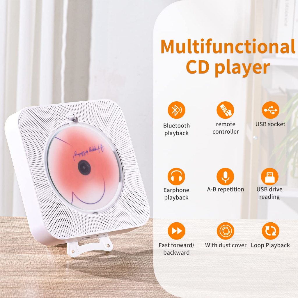 Yintiny Rechargeable Cute CD Player and Blue Light 5.0, Portable Music ...
