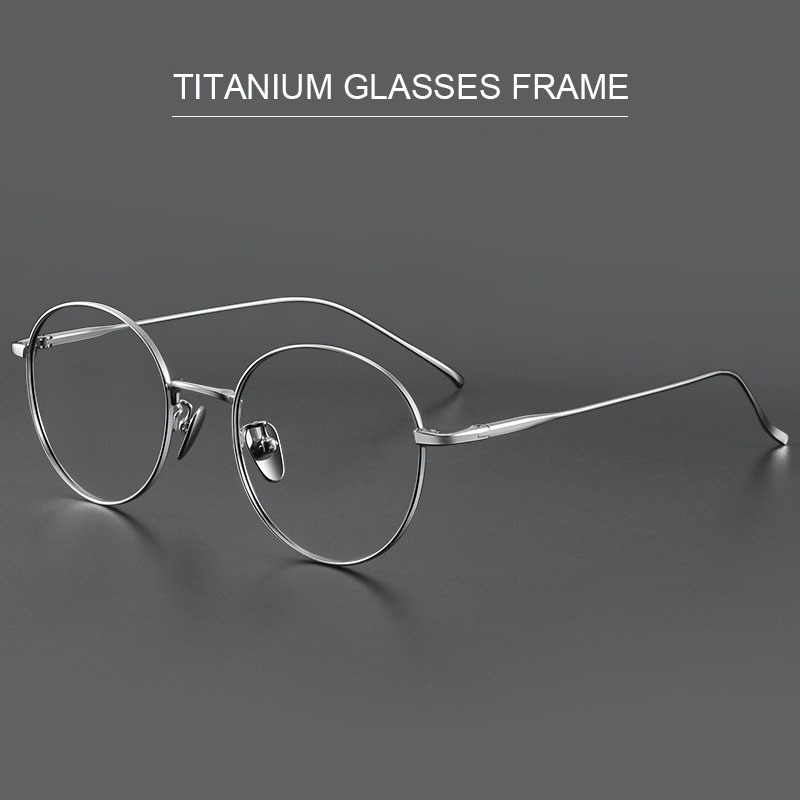 New Ultra Light Pure Titanium Glasses Frame Unisex Retro Elastic Round ...