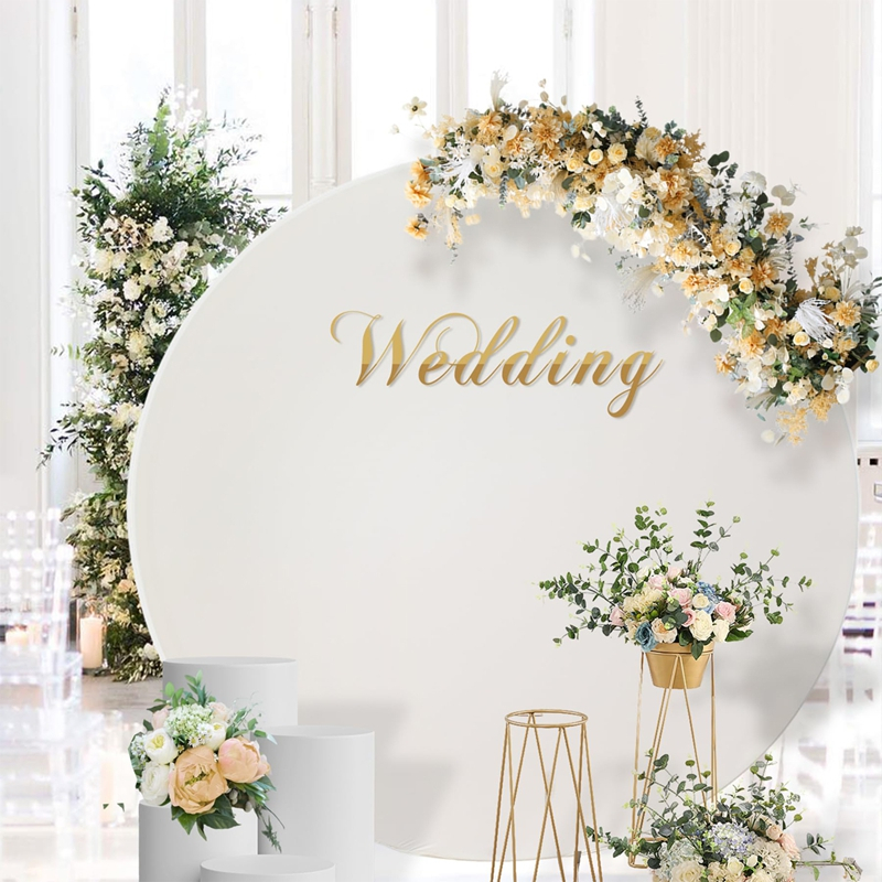 White Round Backdrop Cover for 128cm Circle Stand Wrinkle Free Stretchy ...