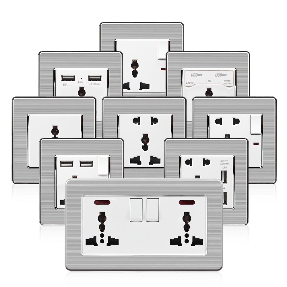 VISWE wall socket wall switch usb wall socket double socket 3 pin ...