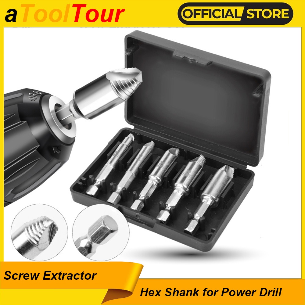 Dama ged Screw Ex tractor Drill Bit Set Strip Broken Head Extract Bolt ...