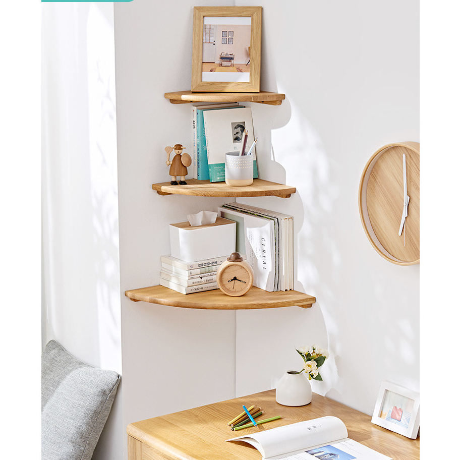 Solid Wood Corner Shelf Simple Corner Fan-Shaped Partition Wall White ...