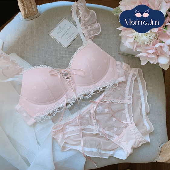 Momo Lace Shoulder Strap Sweet Sexy Lace Bra Frameless Comfortable Push ...