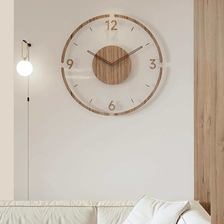 Vintage Wooden Wall Clock Large Size Silent Non-ticking Clock Rustic ...