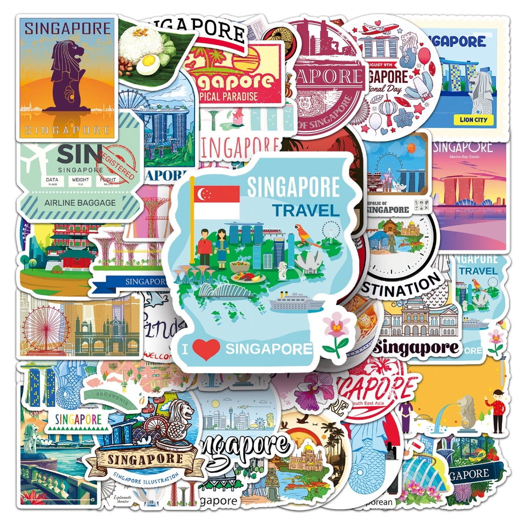 10/50Piece Funny Singapore Logo Stickers DIY For Phones Laptop Car ...