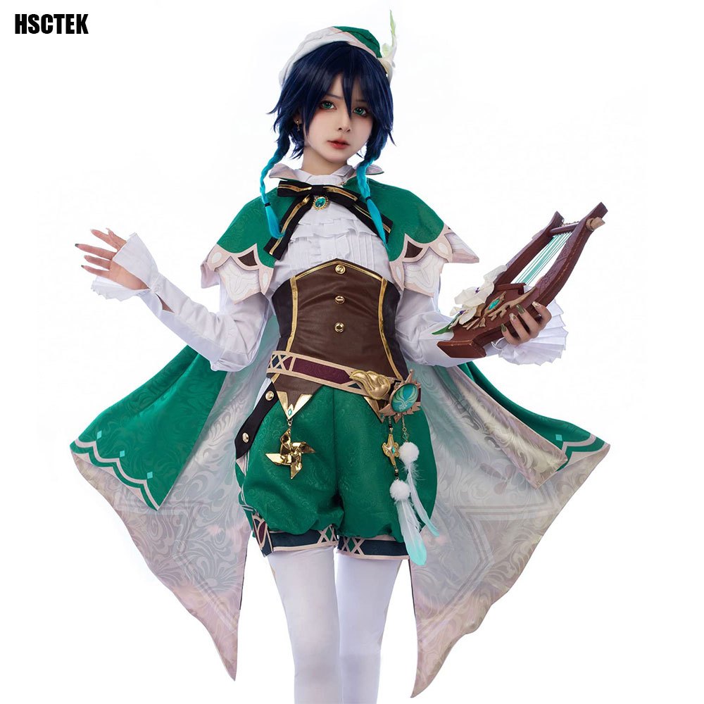 Hsctek Game Genshin Impact Venti Cosplay Costume Full Set Halloween Venti Wig Cos Outfits Party ...