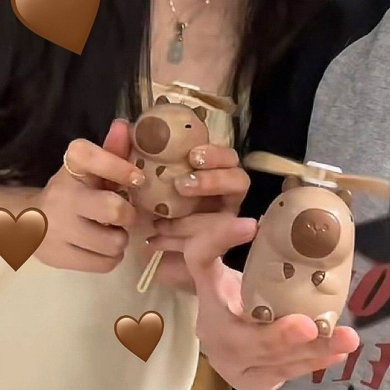 USB Capybara Mini Fan Cartoon Bladeless Hanging Neck Fan Summer ...