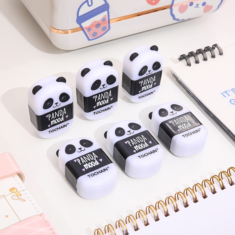 Kawaii Panda Shape Erasers with Sharpener Multifunction Cute Rubber ...
