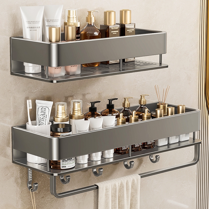 Punch-free toilet storage shelf bathroom organiser washroom shower ...