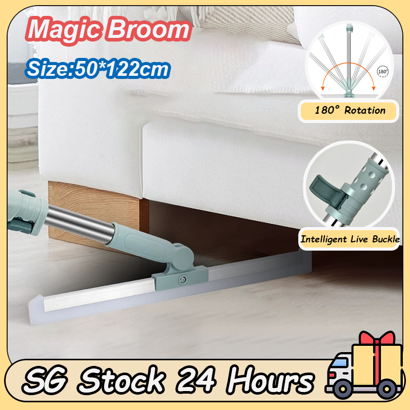 【SG Stock】Magic Broom Sweeper Silicone Floor Scraper Retractable Floor ...