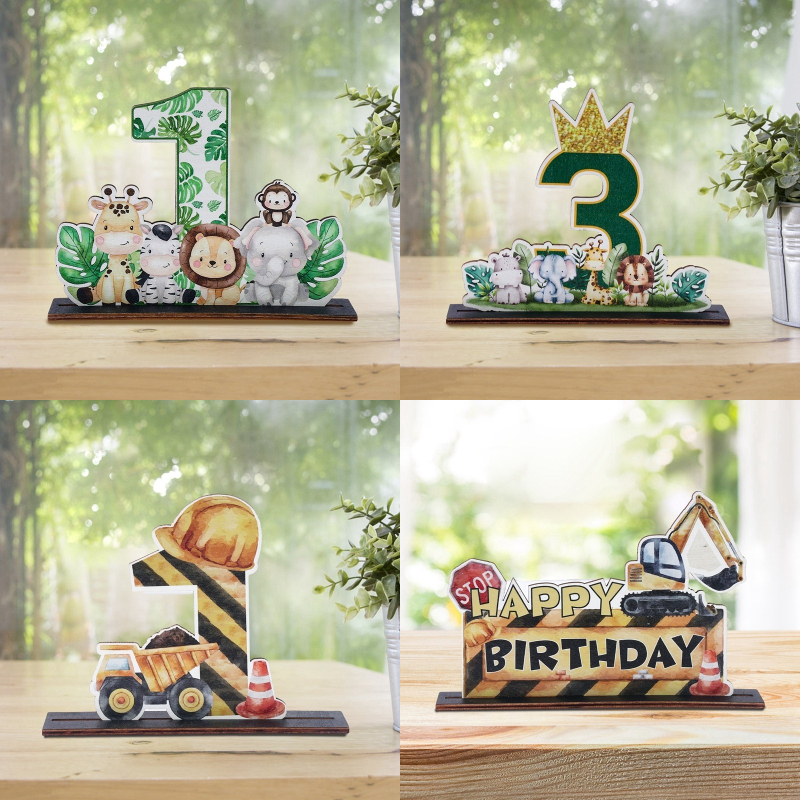 Wild 1 Letter Sign Wooden Table Centerpieces Plaques Safari Jungle ...