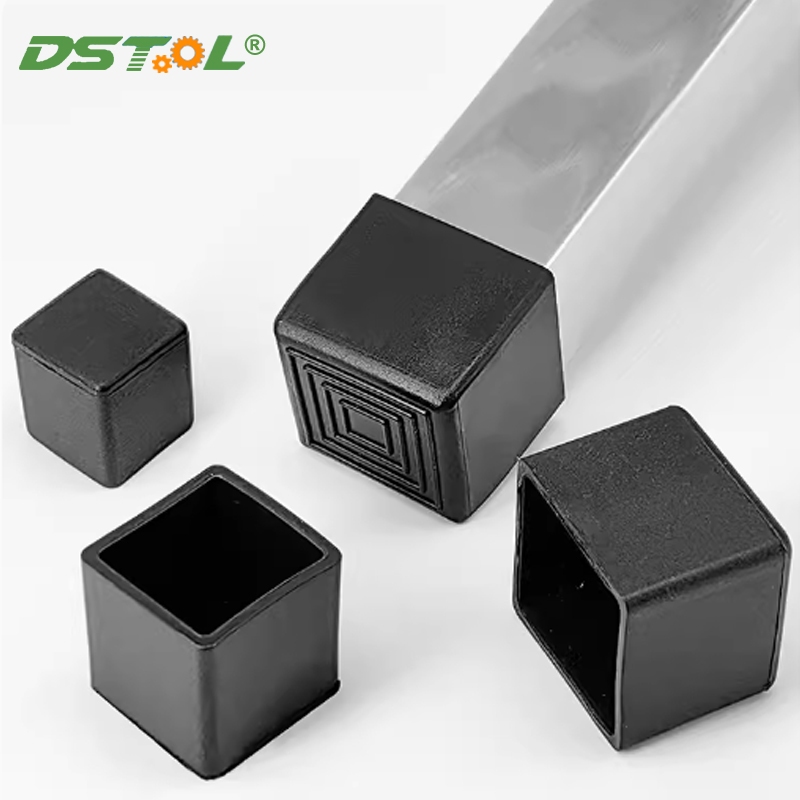 4Pcs Black PVC Square Rubber Feet Pads Non-Slip Table Chair Leg Tips ...