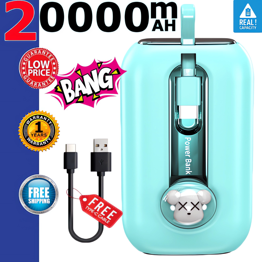 Mini power bank 22.5W Type c cable powerbank 20000mAh With iphone fast ...