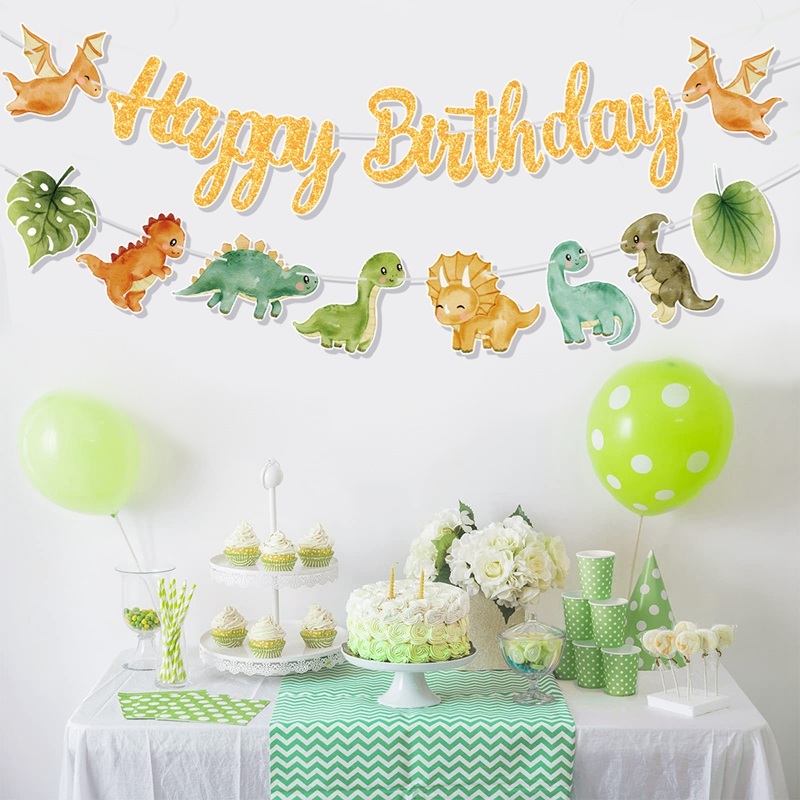 Dinosaur Happy Birthday Banner Dinosaur Backdrop Safari Outfit For Baby ...