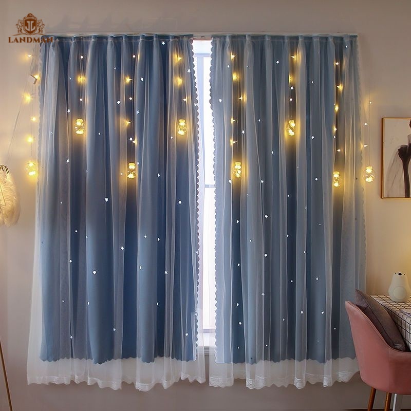 Curtains Punch-free installation of bedroom curtains Paste full black ...