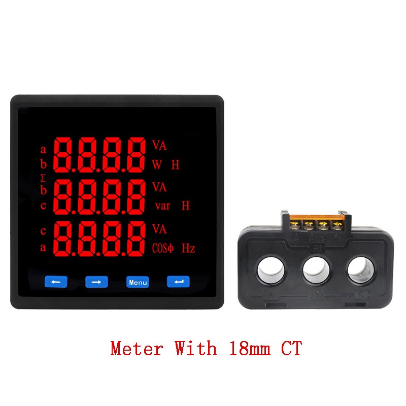 Three Phase LED Digital Energy Meter with CT 30A50A100A150A200A Voltage ...
