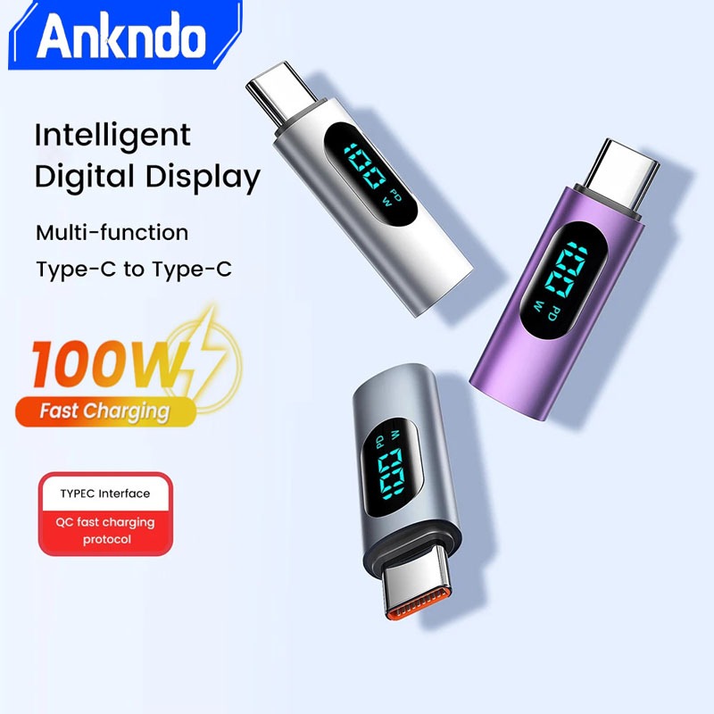PD100W Adapter Fast Charging Type-C Interface 100W Power Meter LED ...