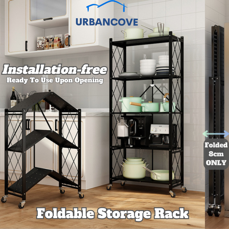 [SG STOCK] Foldable Kitchen Storage Rack Free Installation 3/4/5Layer ...