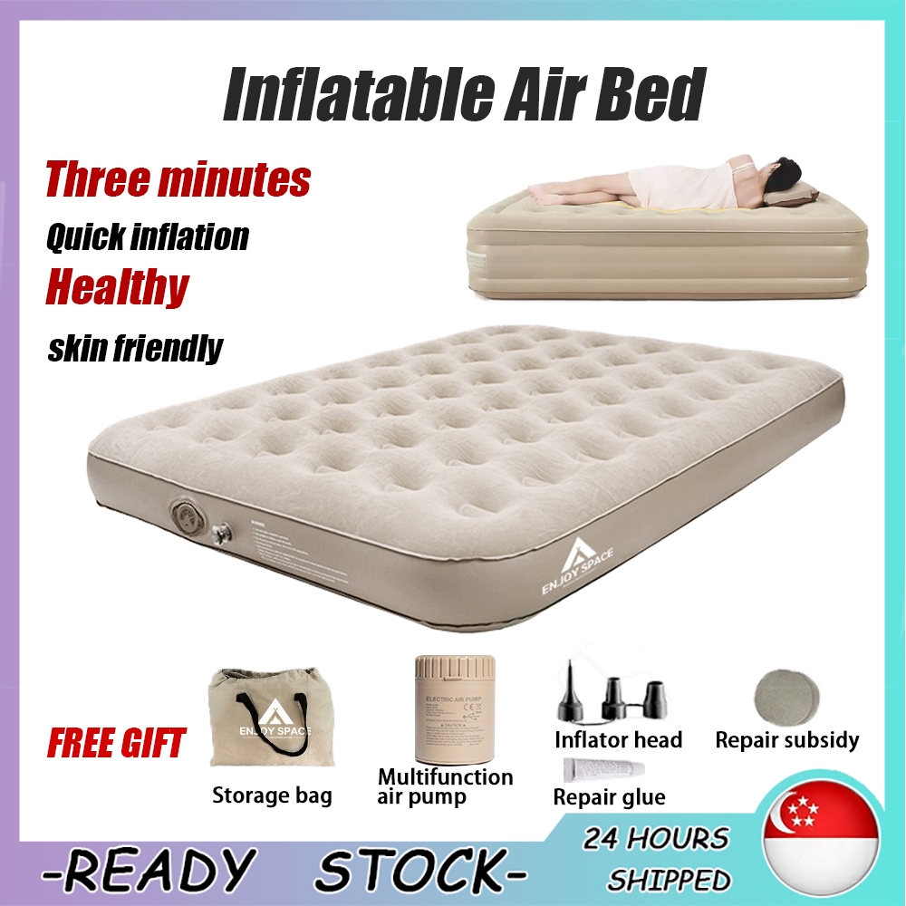 【SG Stock】Air Mattress With Built In Pump Inflatable Air Bed Double ...