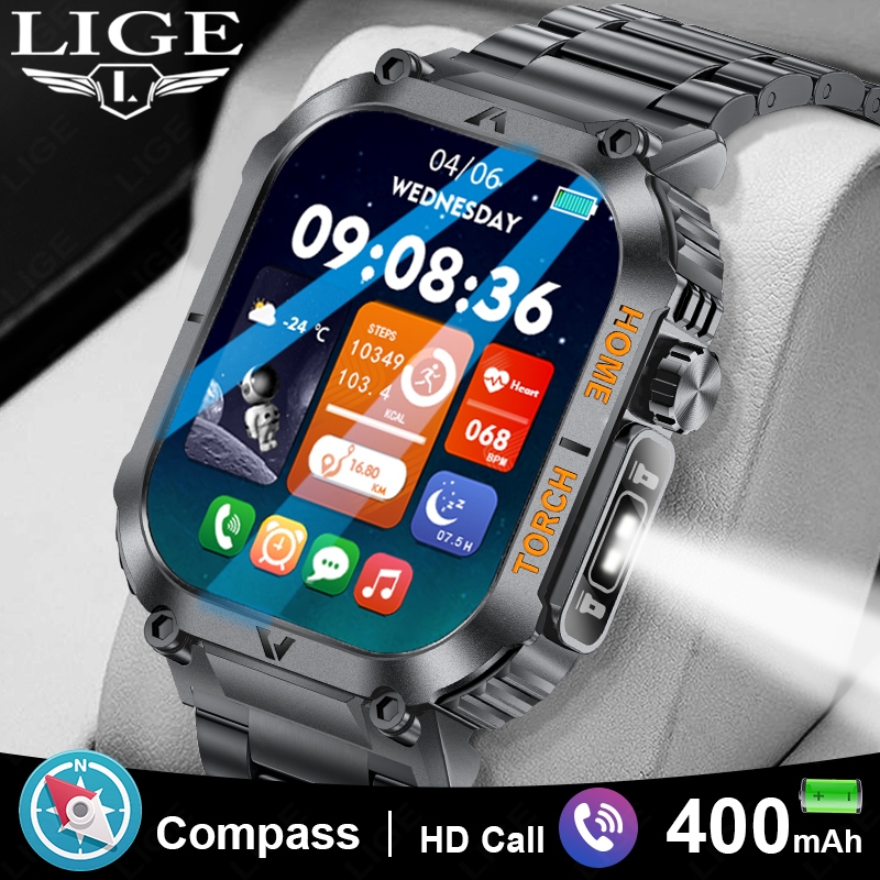LIGE Smart Watch 2.02 inch HD Screen With Led Lighting 3ATM Waterproof ...