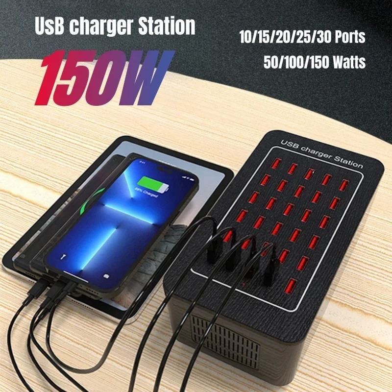 Multi port USB Charger 10 15 20 25 30 Ports HUB 150W 100/50W Universal ...