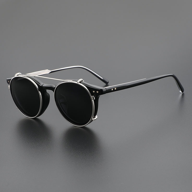 Retro Round Glasses Frame Punk Cool Myopia Eyeglasses Polarized ...