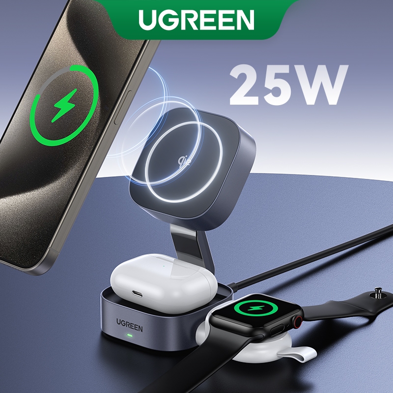 UGREEN 2-in-1 25W Max Qi2 MPP Magnetic Wireless Charger, 15W Max for ...