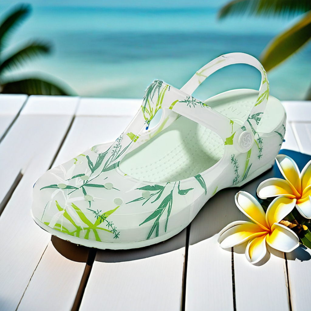 2024 new bamboo green jelly shoes ladies wear casual thick soled non ...