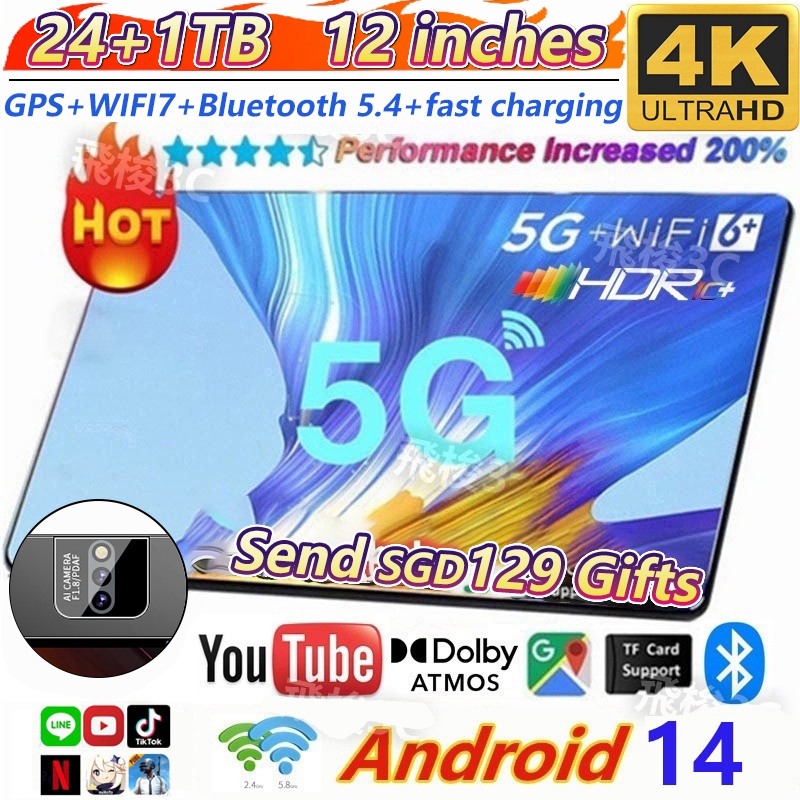 Exclusive P100PRO MAX tablet Android15 24GB+2TB 4K 12-inch tab WIFI7E ...