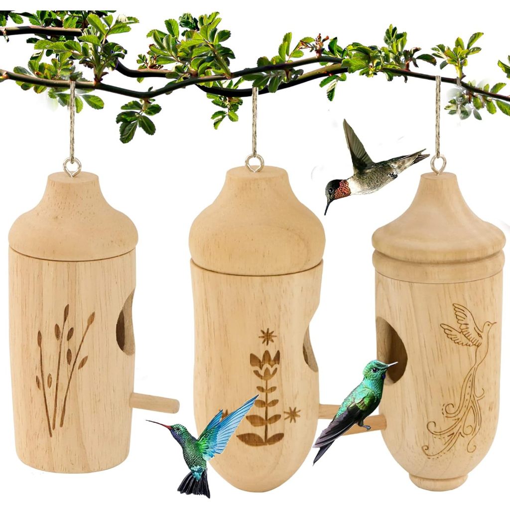 Hummingbird House for Outside Hanging,Wooden Humming Bird Houses for ...