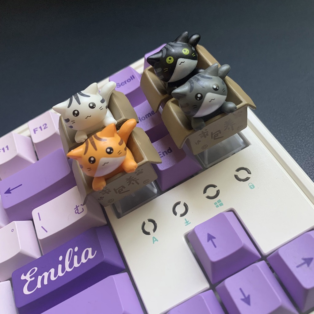 Cute Cat Keycaps ABS Custom keycaps Transparent LED Through keycap ...