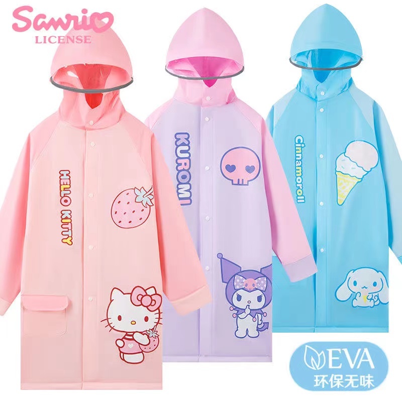 Sanrio Four Seasons Children Kuromi Cartoon Raincoat Kindergarten Girls Poncho Student Melody ...
