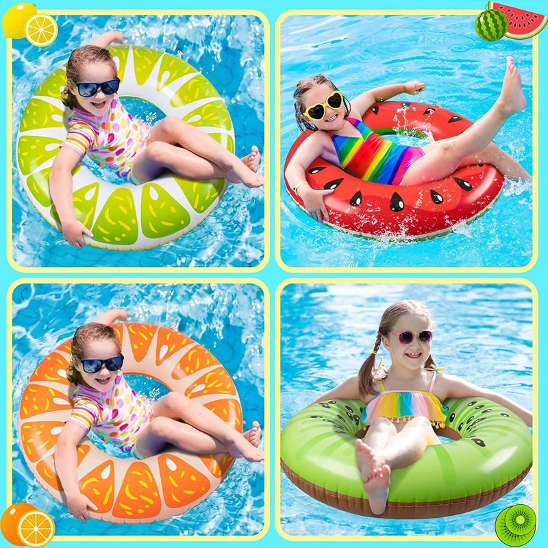 Inflatable Fruit Pool Floats, Watermelon Kiwi Orange Lemon Swimming ...