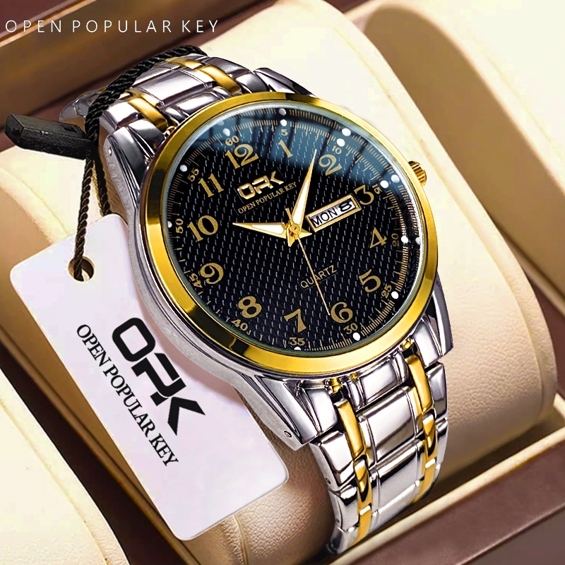 OPK Men Watch Quartz Waterproof Original Stainless Steel Calendar ...